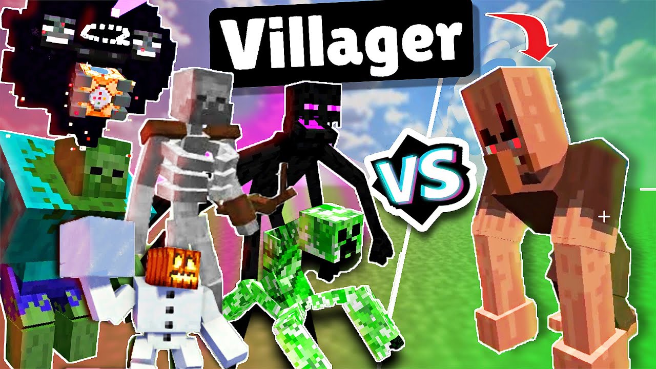 Mutant Villager VS wither storm and mutant mobs in Minecraft - YouTube