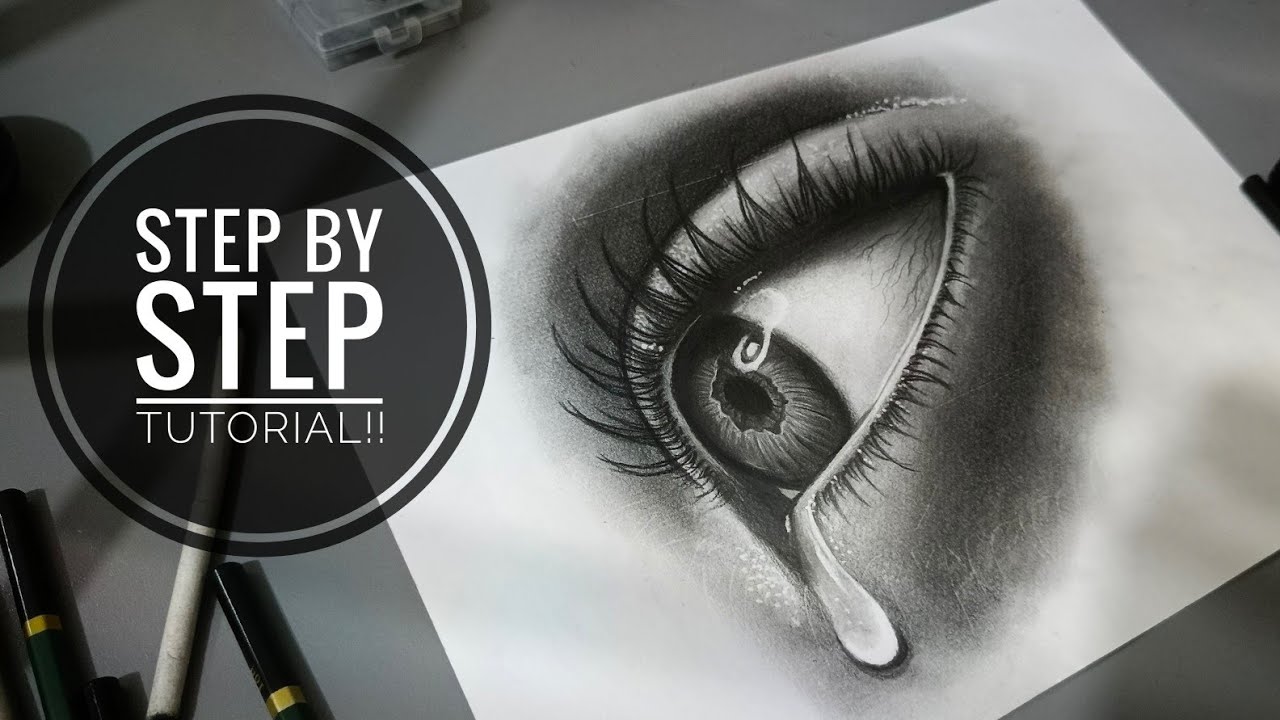 How to Draw a Realistic Eye with Teardrop — Step by Step Tutorial - YouTube