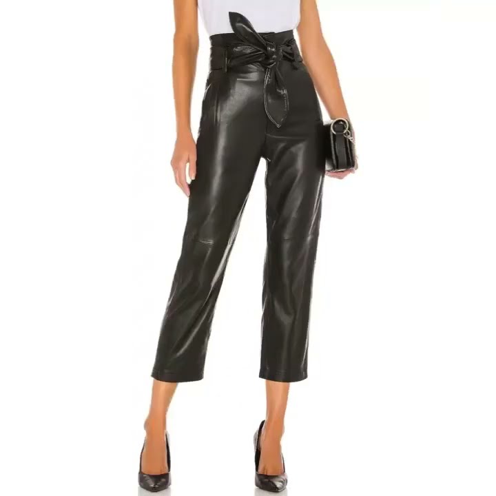 Women Trendy Black Leather Capris Trousers Pants | 100% Real Lambskin ...