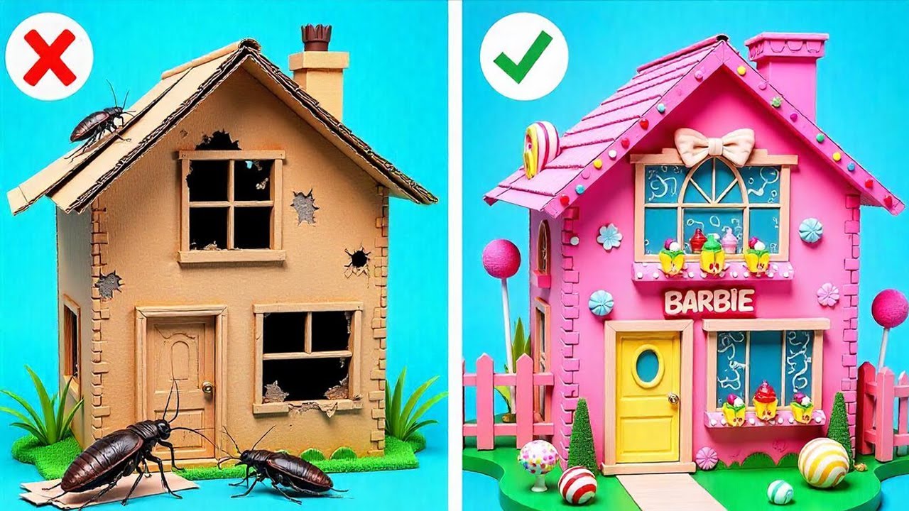 Poor vs Rich Doll House! Doll Room Makeover by Hahack Hub - YouTube