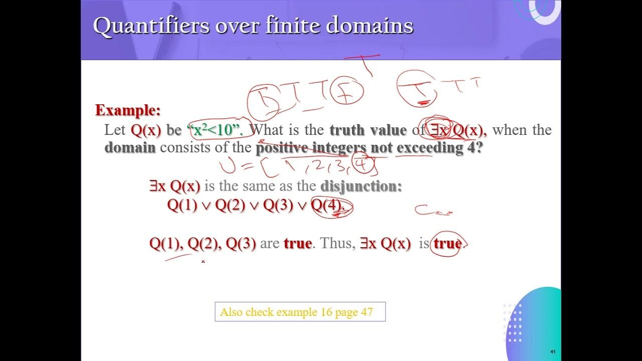 Discrete Math | رياضيات متقطعة الجزء 4 مقطع 3 ( Quantifiers over finite domains ) - YouTube