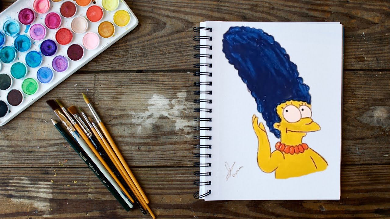 Step by step drawing a beautiful picture of the Simpsons♥️😍 - YouTube