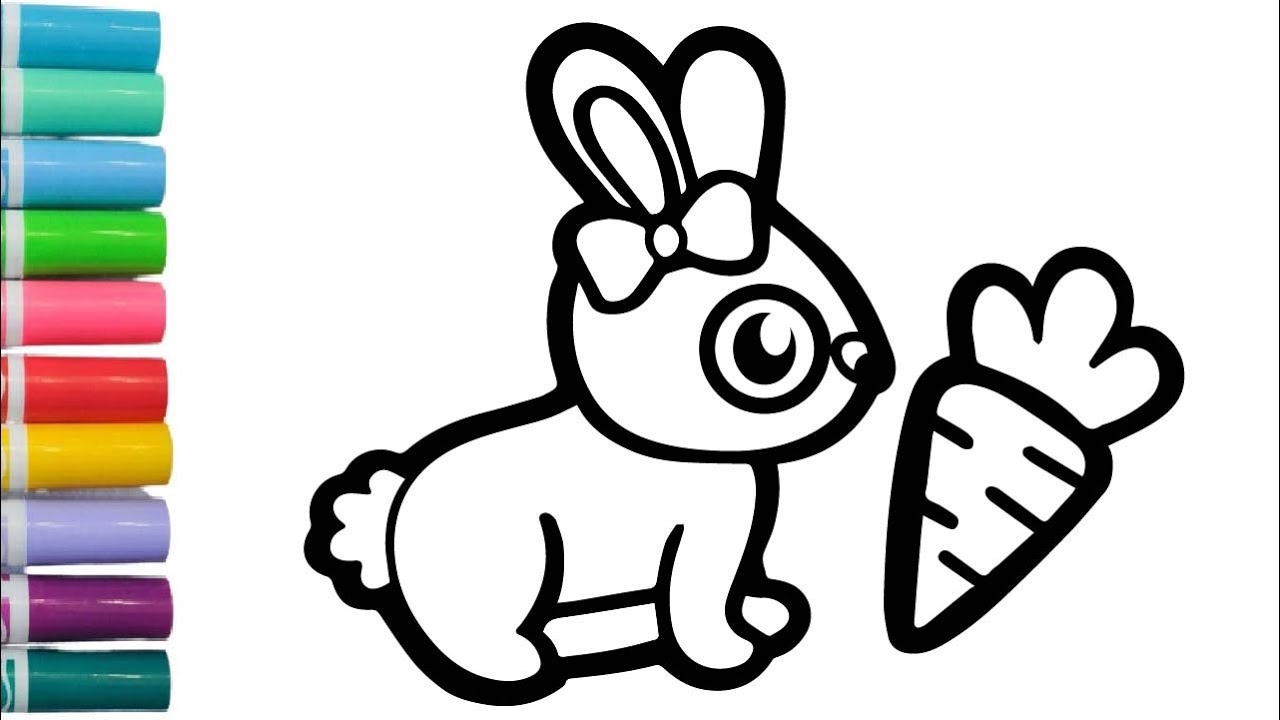 Cute Bunny Drawing, Painting and Coloring for Kids & Toddlers || How to ...
