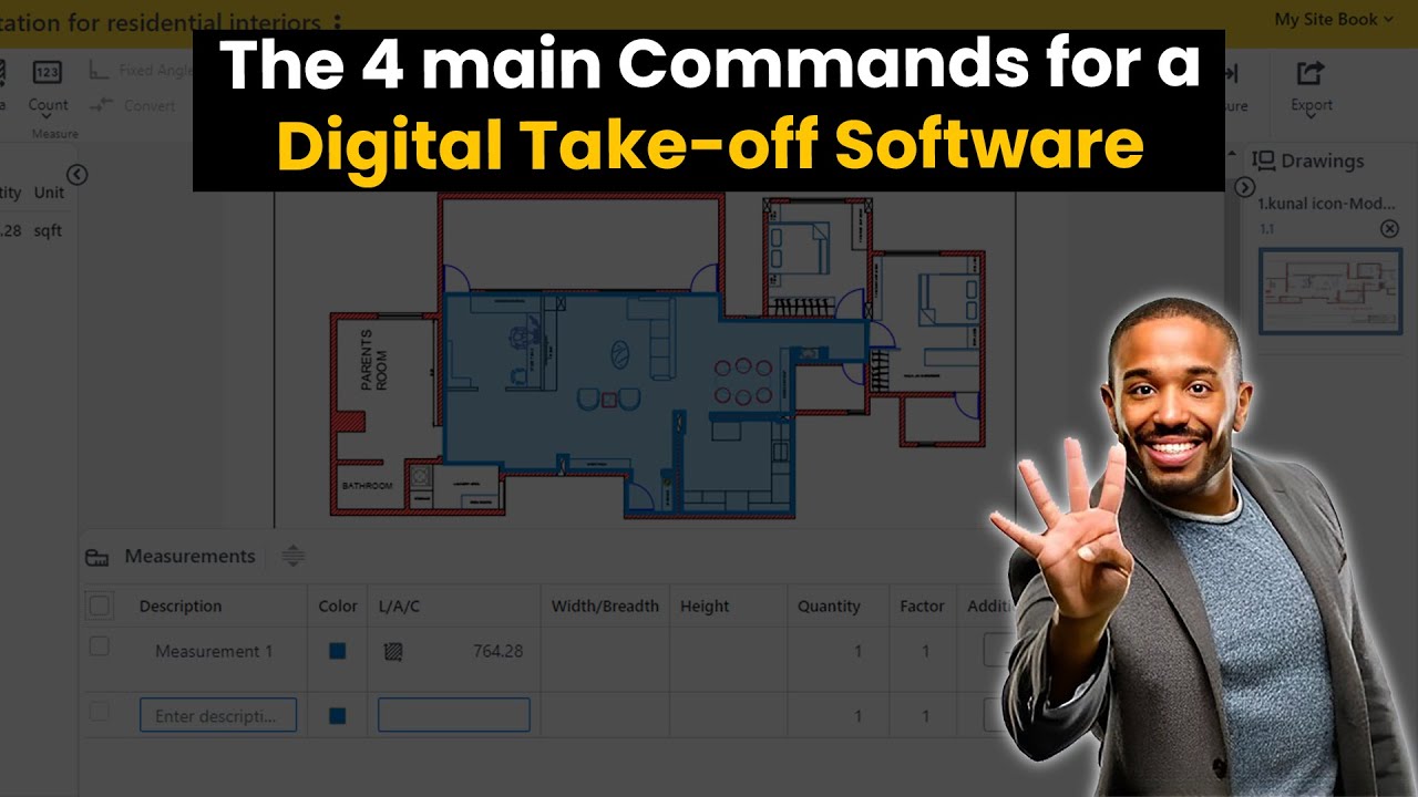 The 4 main commands for a Digital Take off Software - YouTube