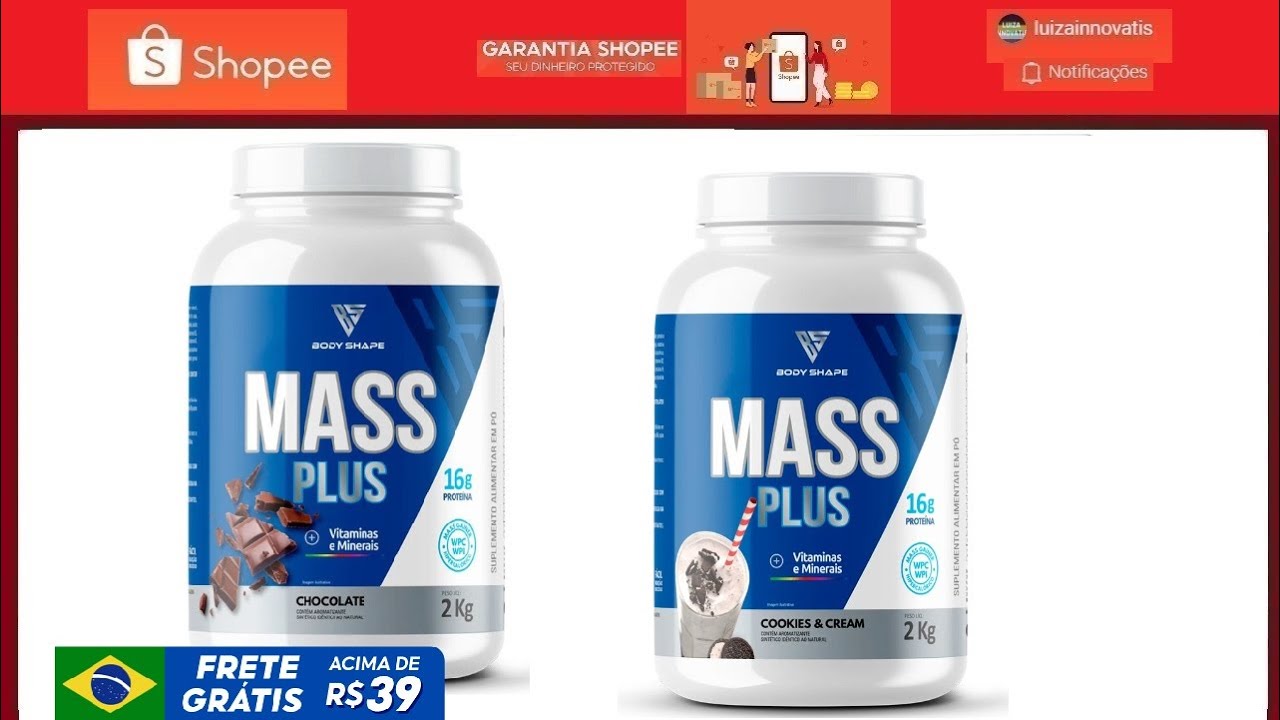 Hipercalórico Mass Plus Creatina 2kg Body Shape - Shopee - YouTube