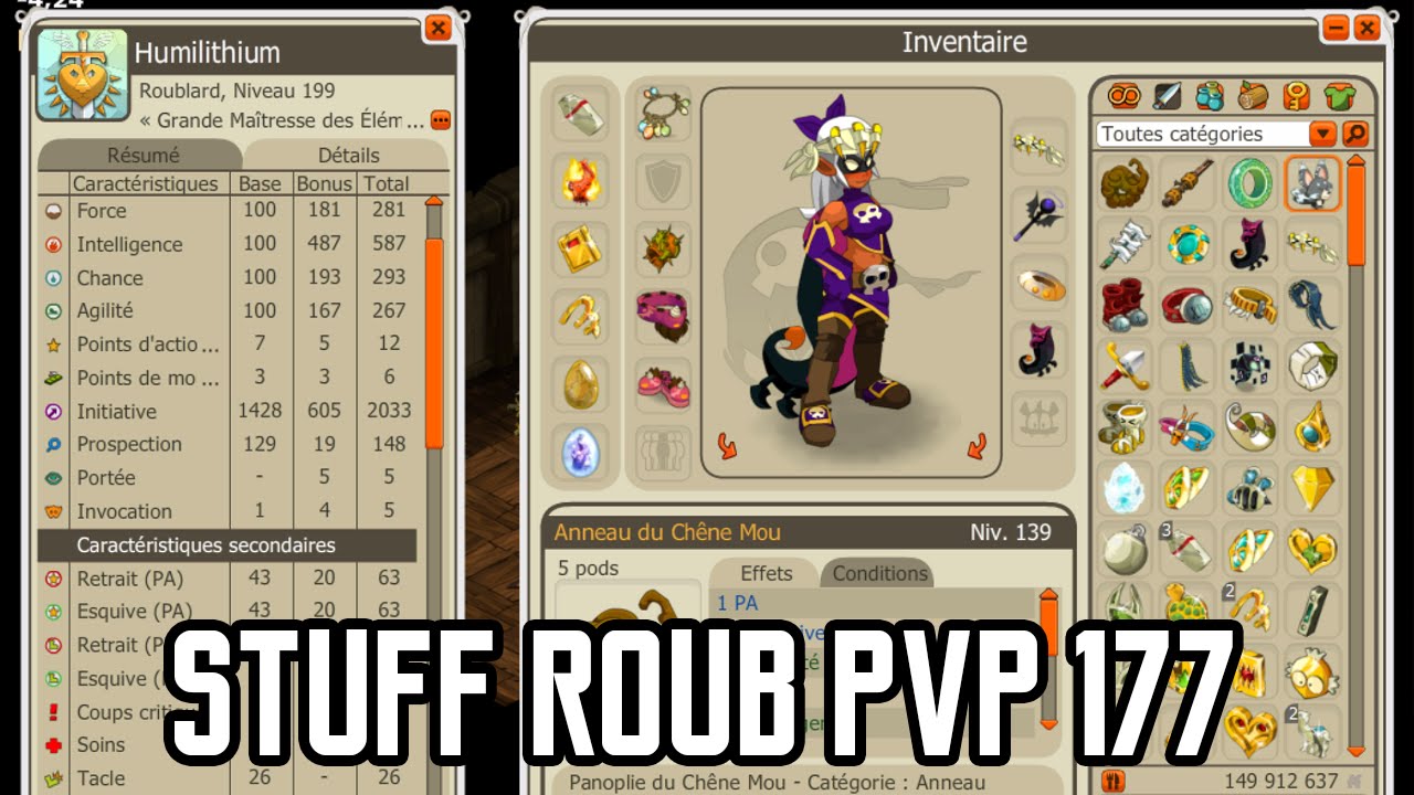 [Dofus] Humility - Stuff Roub PvP 177 - Mode Air & Feu ! - YouTube