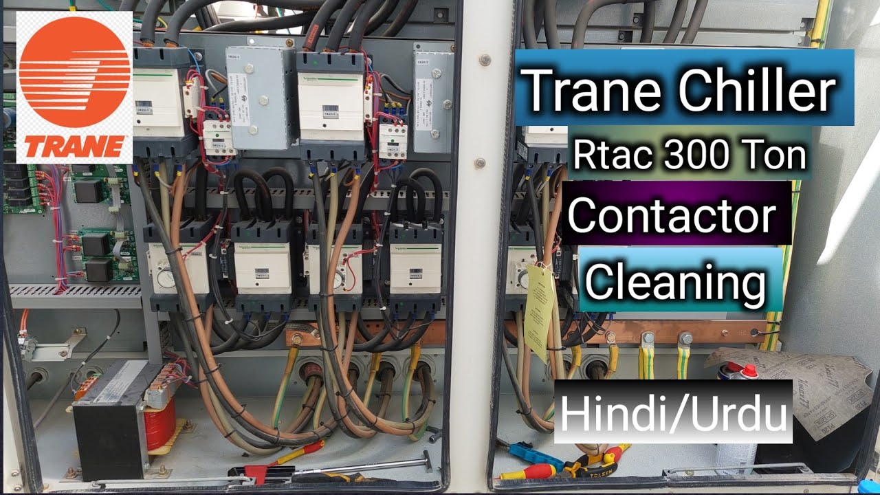 Trane Chiller Contactor Cleaning! Trane Air cooled chiller Rtac 300 Ton ...