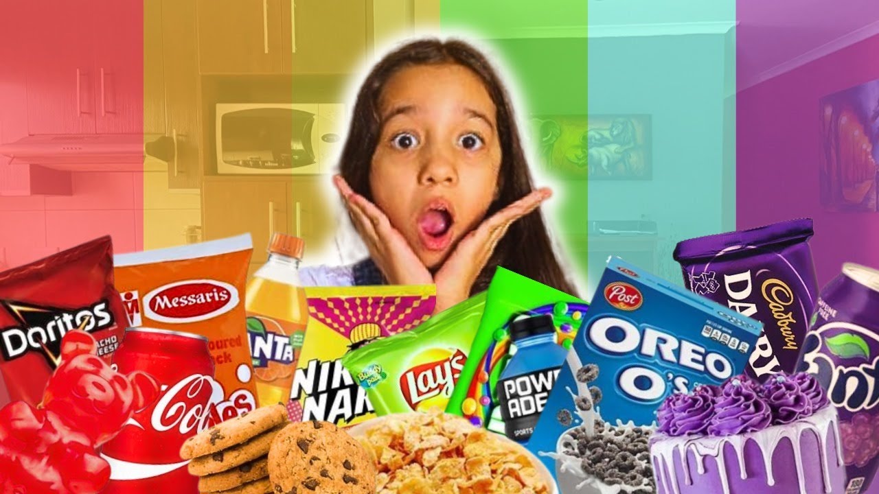 Eating only ONE Color Food for 24 Hours!!! - YouTube