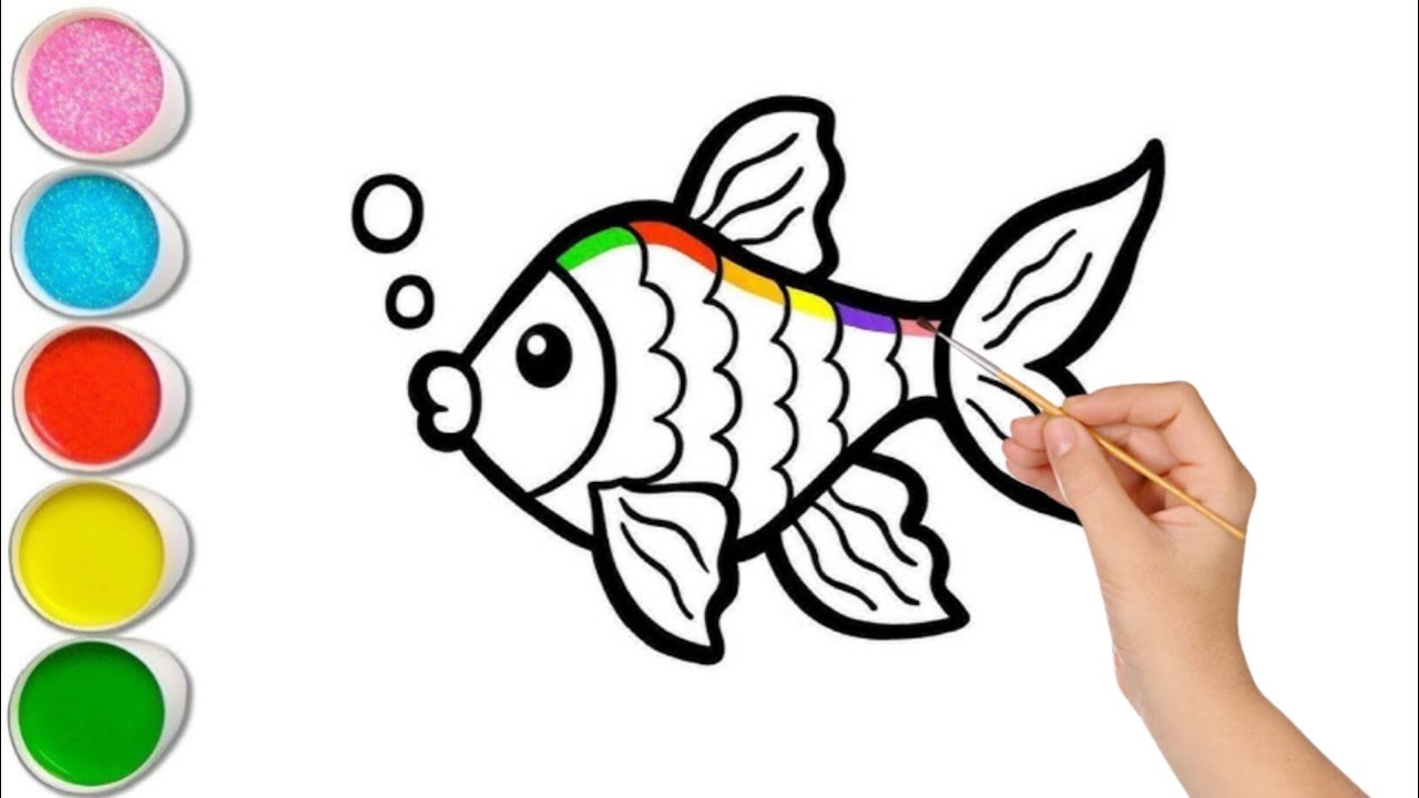 How to draw cute fish for kids|Drawing and coloring a Fish| Step by ...