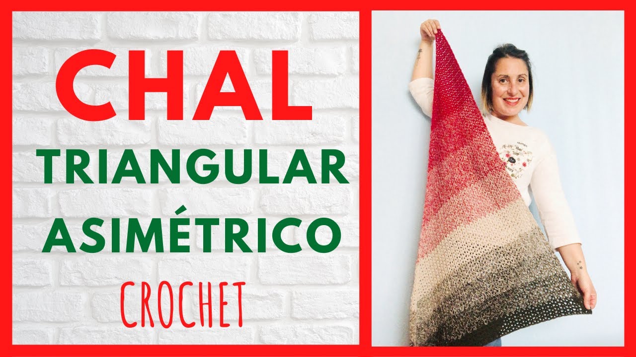 CHAL TRIANGULAR TEJIDO A CROCHET. TUTORIAL CHAL ASIMÉTRICO PASO A PASO ...
