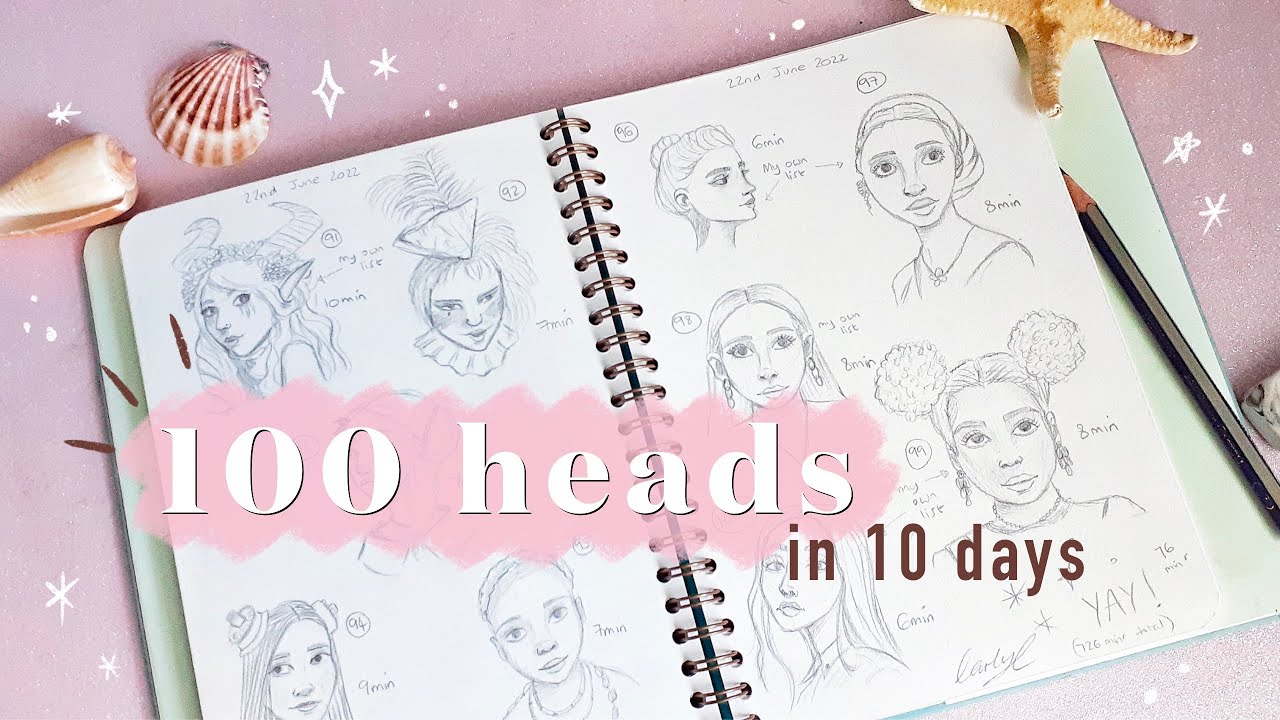 Drawing 100 heads in 10 days DRAWING CHALLENGE!😲(i almost gave up ...