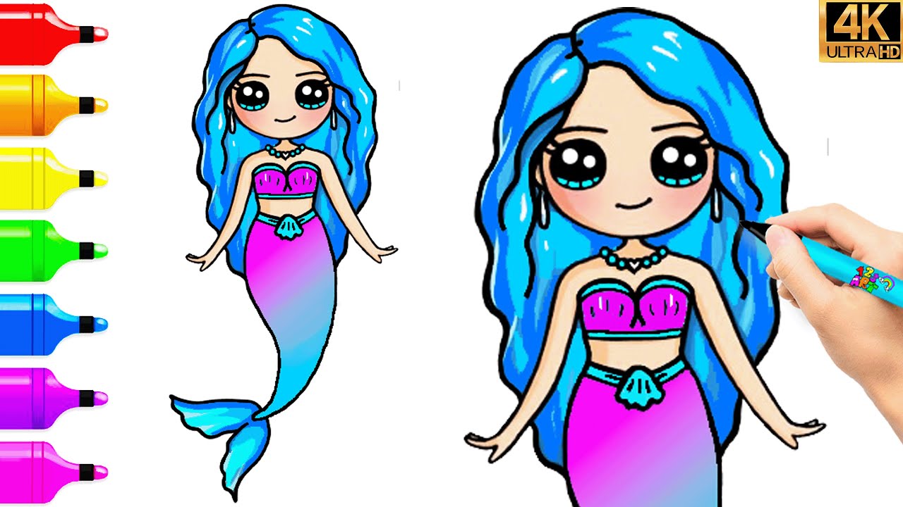 DIBUJO DE SIRENA 🧜‍♀️ COMO DIBUJAR UNA SIRENA FÁCIL 😍 DIBUJOS 🌈 DIBUJOS ...