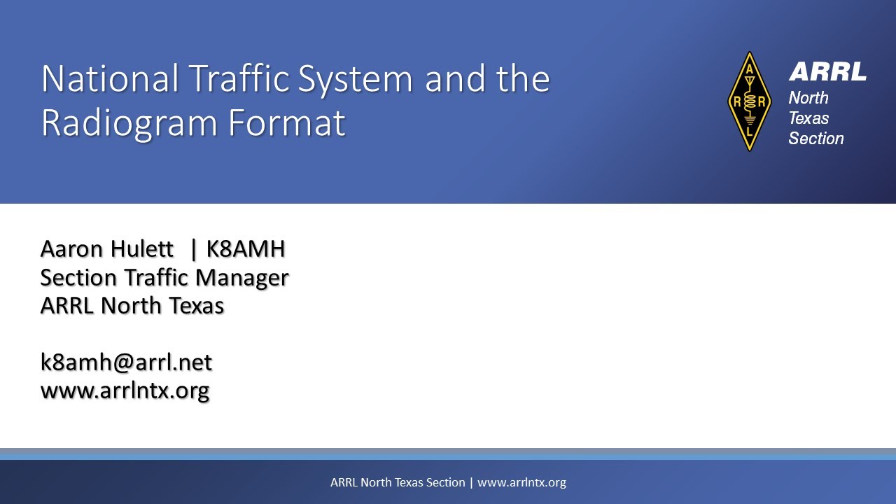 ARRL National Traffic System (NTS) and Radiogram Training - Apr 18 2020 ...