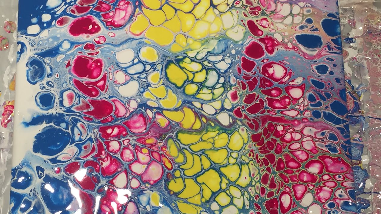 (13) Acrylic Pour Swipe Technique with Big Colorful Cells - Flow ...