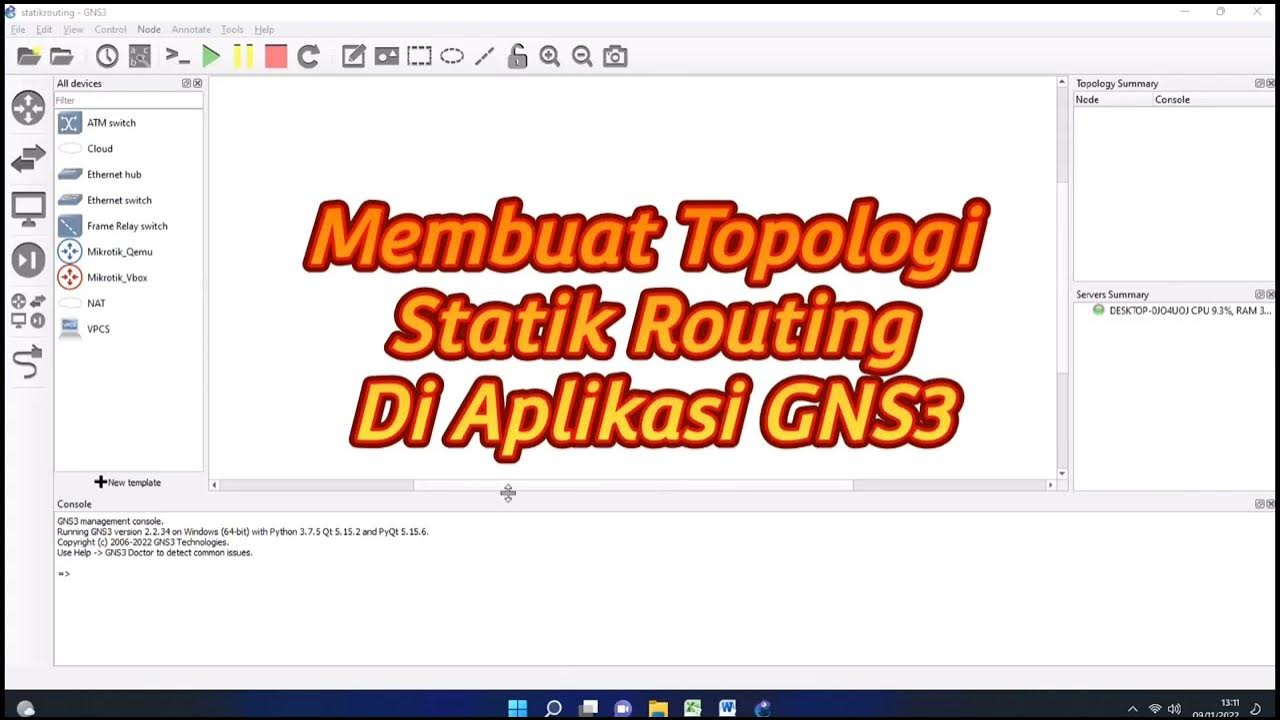 Membuat Topologi Routing Statis Di GNS3 - YouTube