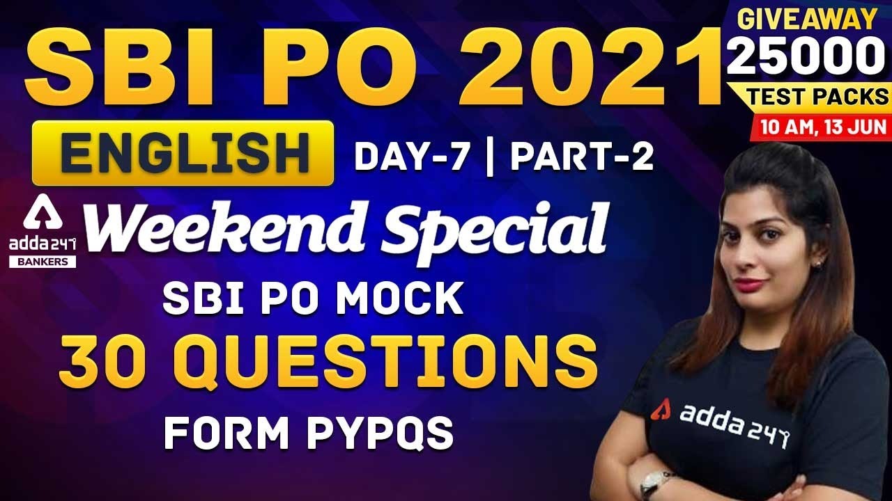 SBI PO 2021 | English SBI PO Mock l 30 Questions form Previous Year ...