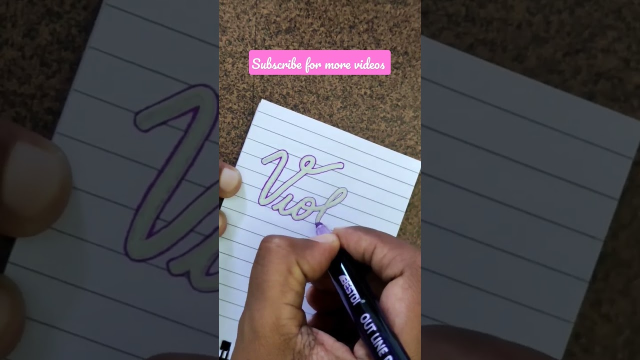 violet💜| cursive | outline pen #shorts #cursive #viral - YouTube