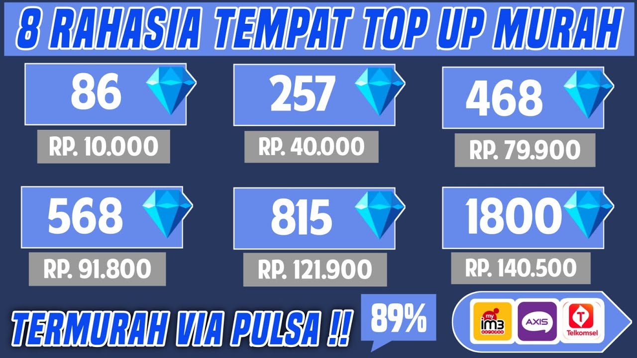 8 RAHASIA TEMPAT TOP UP DIAMOND MLBB MURAH VIA PULSA ! TEMPAT TOP UP ...