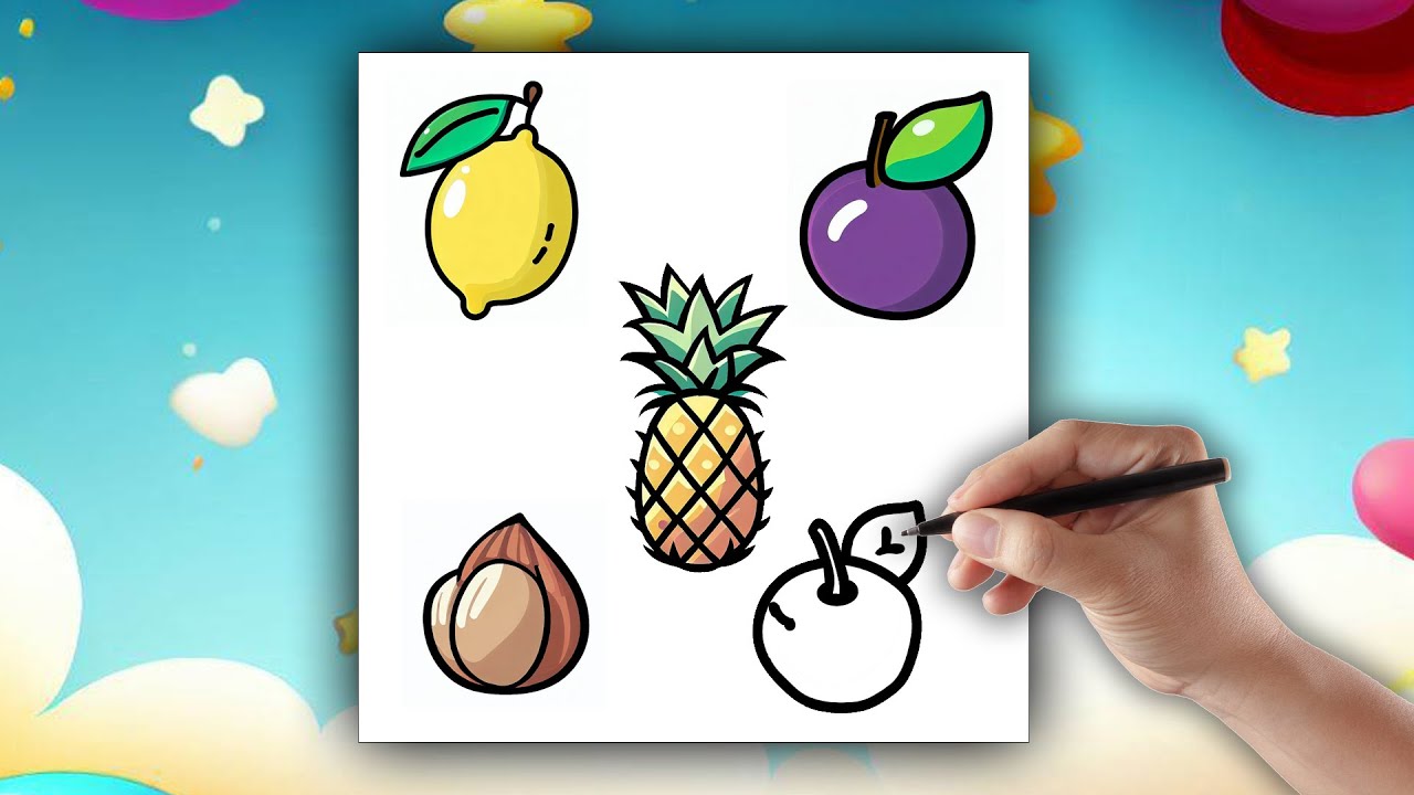 How to draw Fruits - Drawing for kids step by step - YouTube