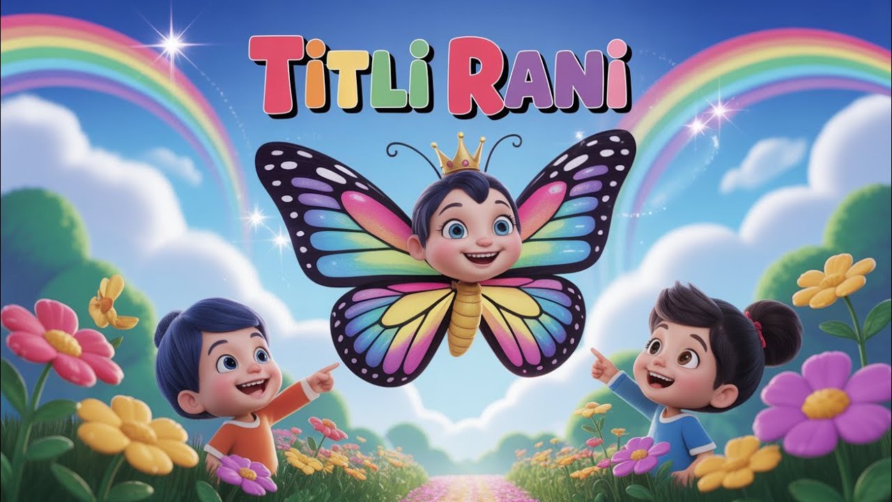 Titli Rani 🦋 | Hindi Kids Poem | Colorful Animated Rhymes | P for Poem ...