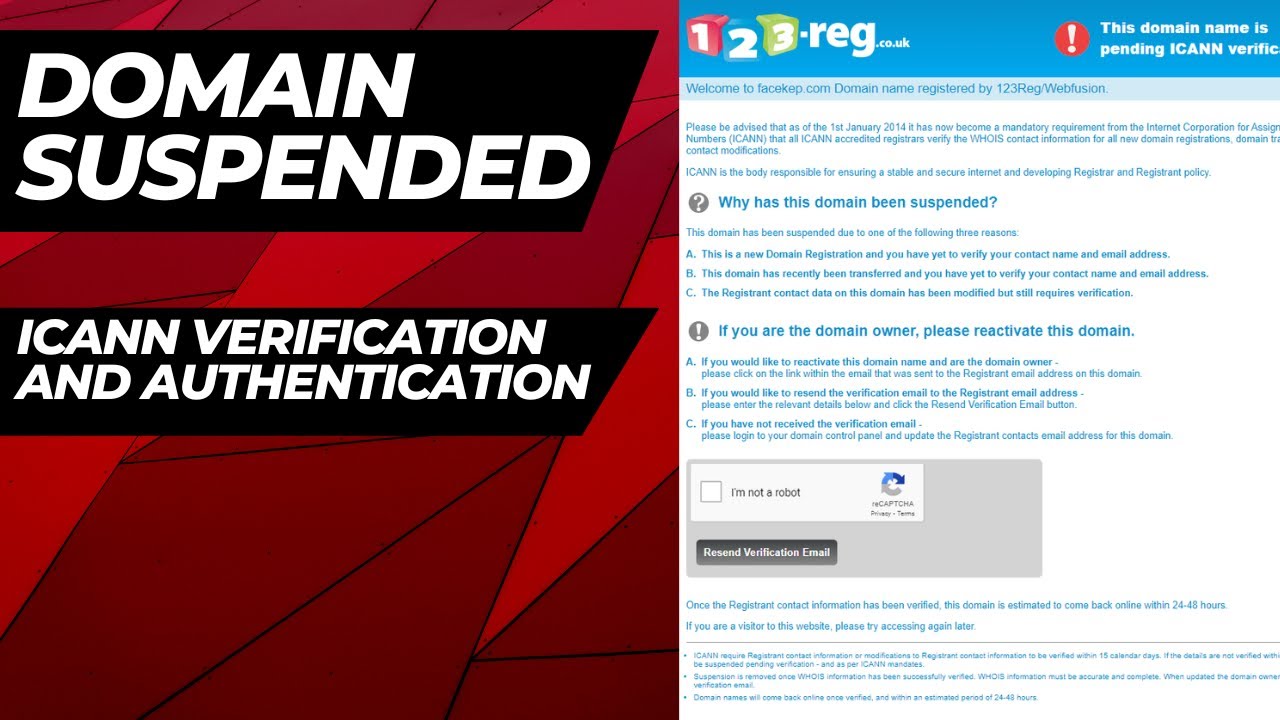 How to Fix Suspended Domain | ICANN Verification and Authentication ...