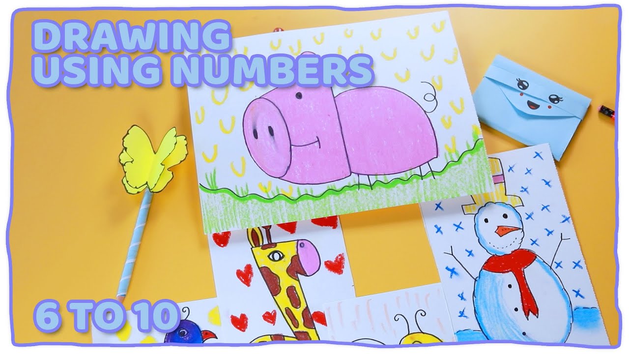 Drawing using numbers 6 to 10 | How to draw with numbers | Art and ...