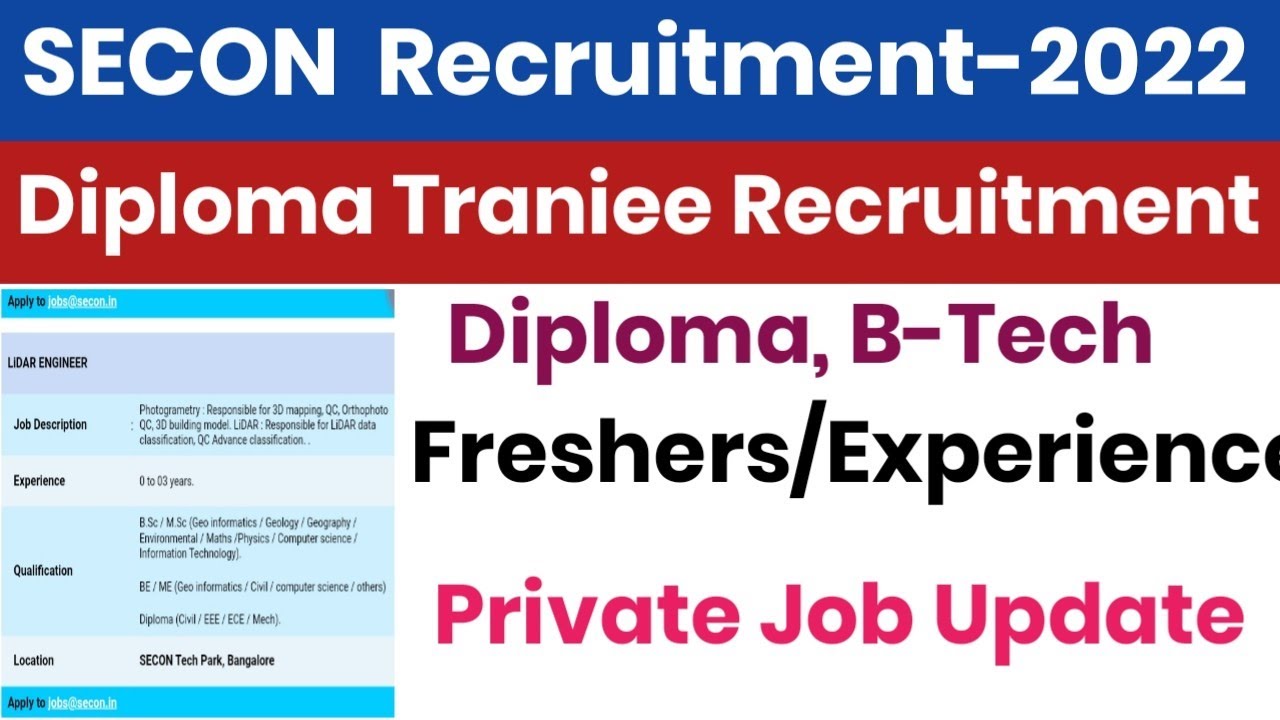 SECON Diploma Traniee Recruitment||Diploma,B-Tech||Freshers Eligible ...