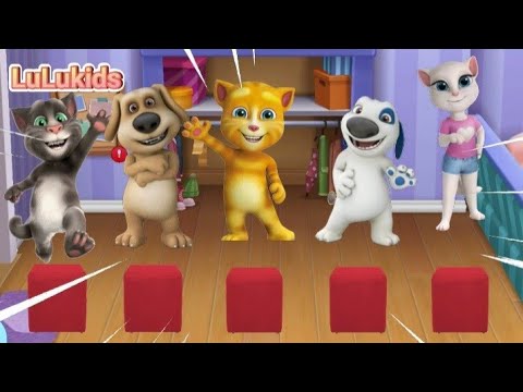 TALKING TOM EM FIVE LITTLE MONKEYS ON THE BED-CINCO BEBEZINHOS PULANDO ...