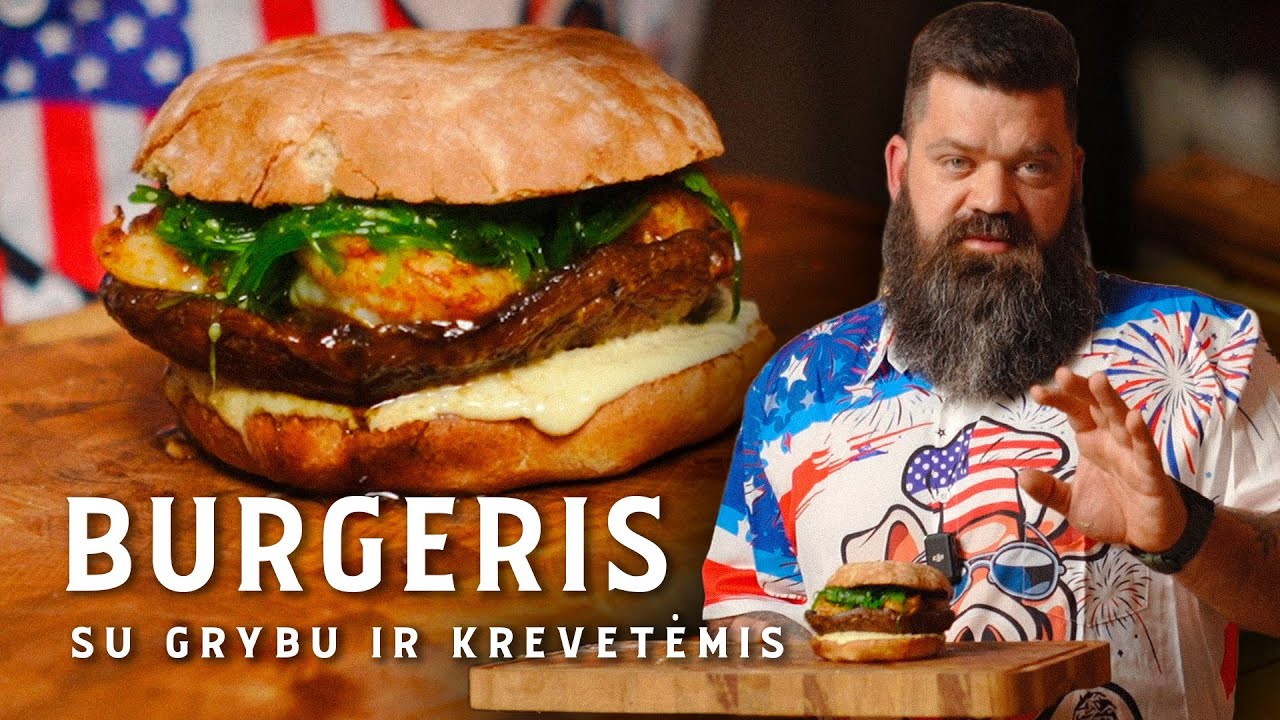 BURGERIS su grybu ir krevetėmis receptas - YouTube