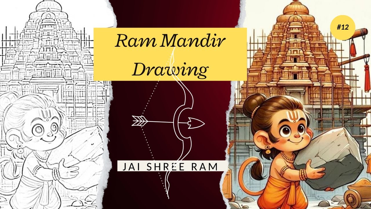 Ram Mandir Drawing #ayodhya #rammandir | Hanuman ji drawing ...