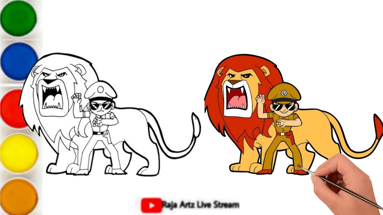 How to draw little singham 🦁😎 easy step by step | little singham for ...
