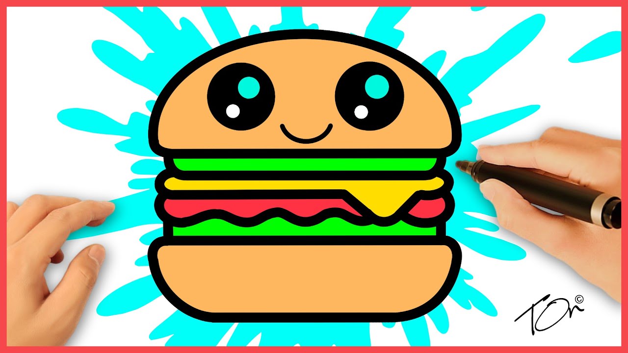 How to draw a hamburger easy - YouTube