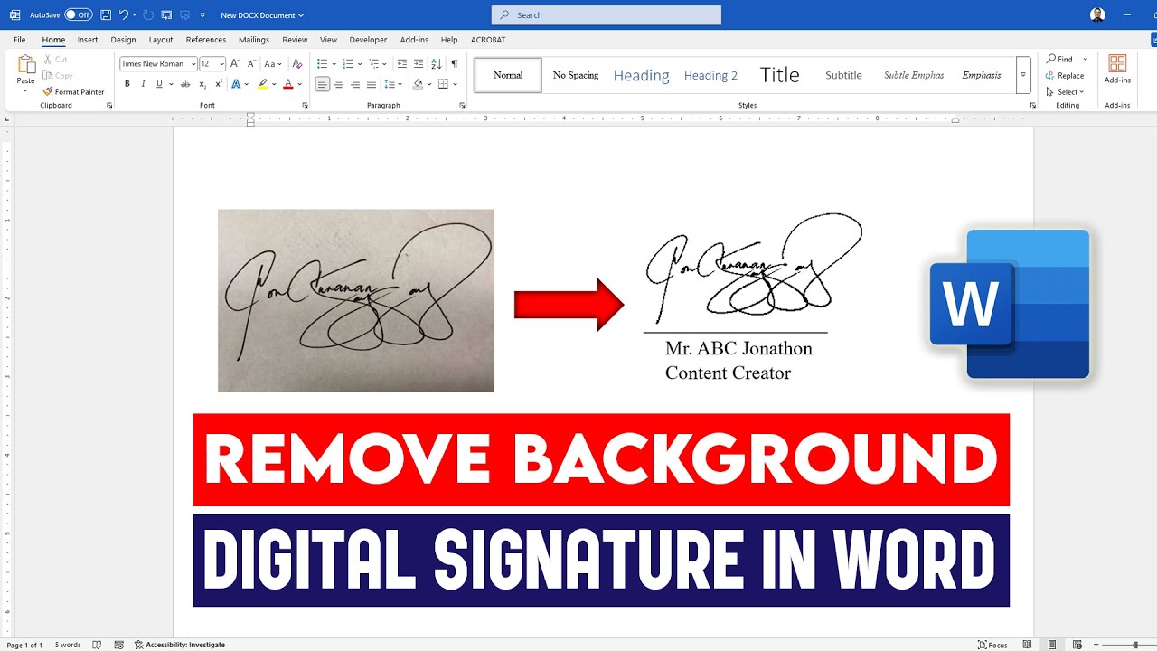 How to Insert handwritten Signature in Word | Remove a background from ...
