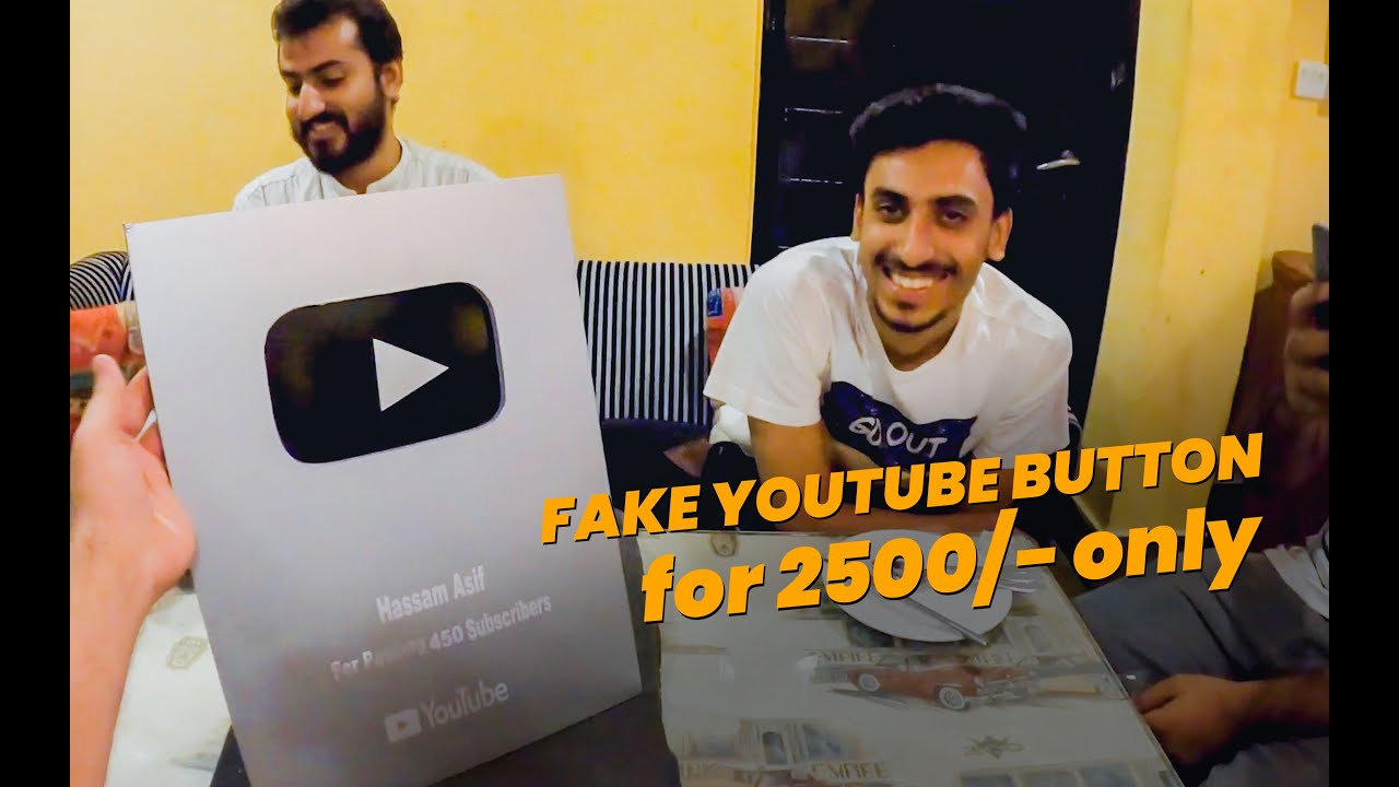 we gifted him FAKE YOUTUBE PLAY BUTTON!! - YouTube