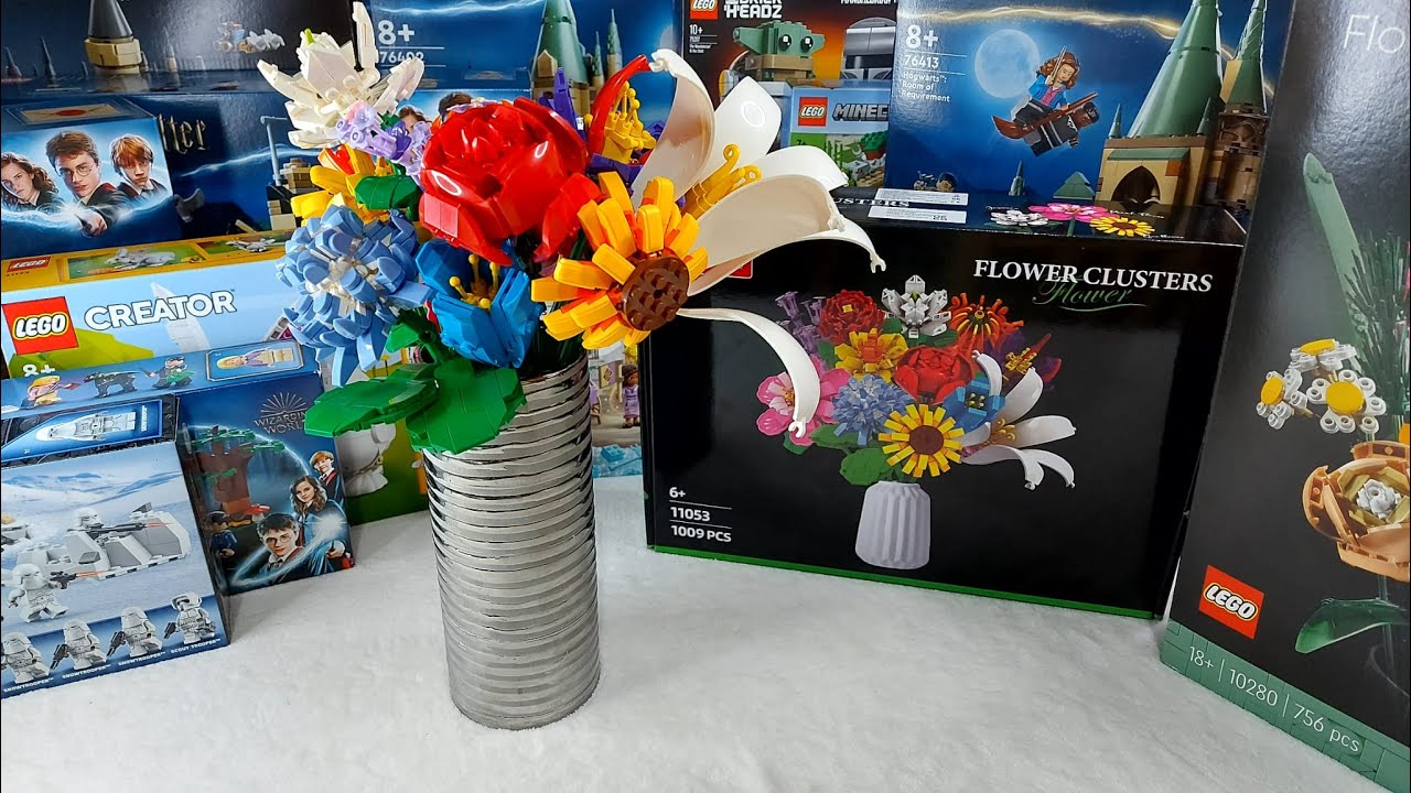 Fake Lego Flower Bouquet Mini Building Bricks set Unboxing & Build ...