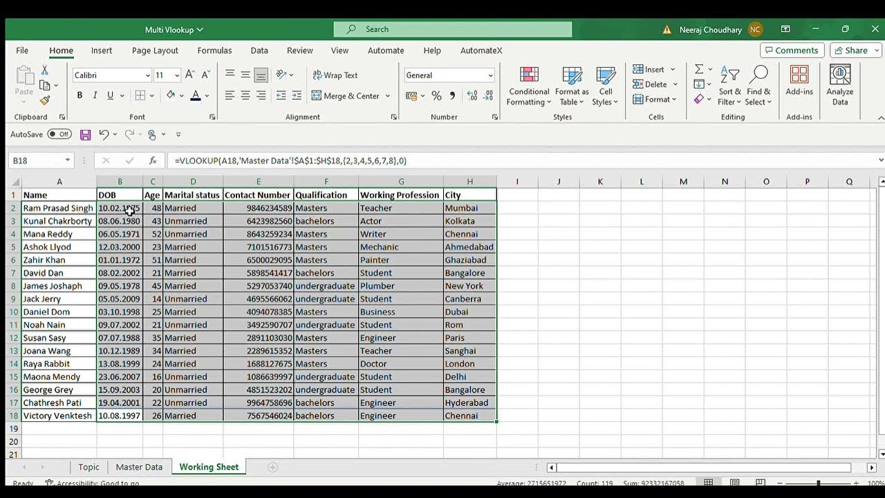 💡EXCEL GAME-CHANGER: Mastering Multi-Column VLOOKUP Function !! - YouTube