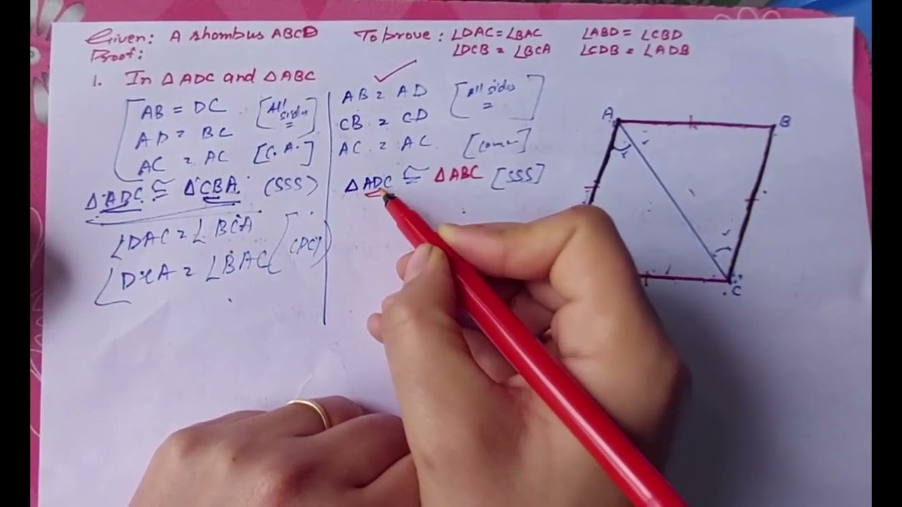 rhombus | diagonals bisect vertex angles - YouTube