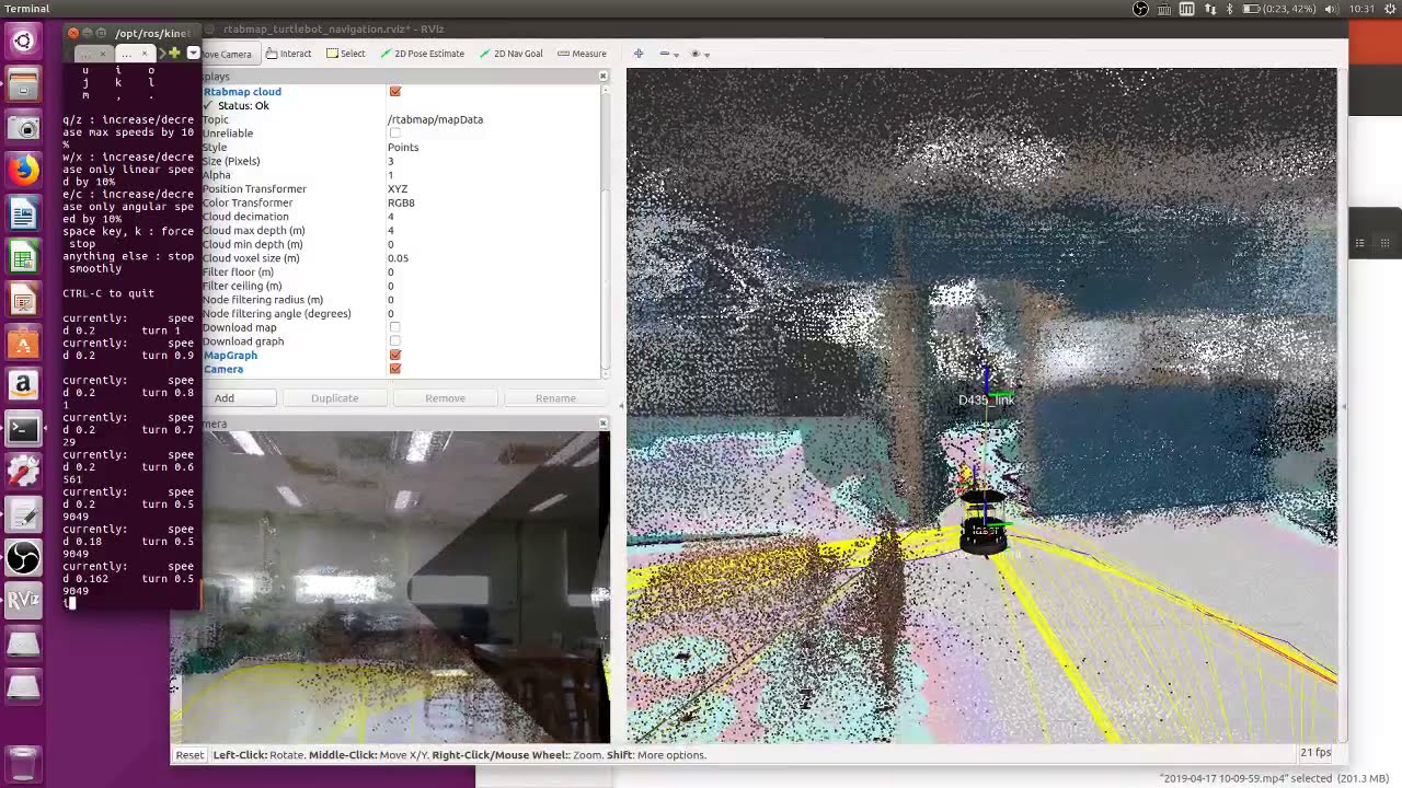 Diffenent room relocalization using ROS rtabmap,RGBD+2D lidar 2019 04 ...