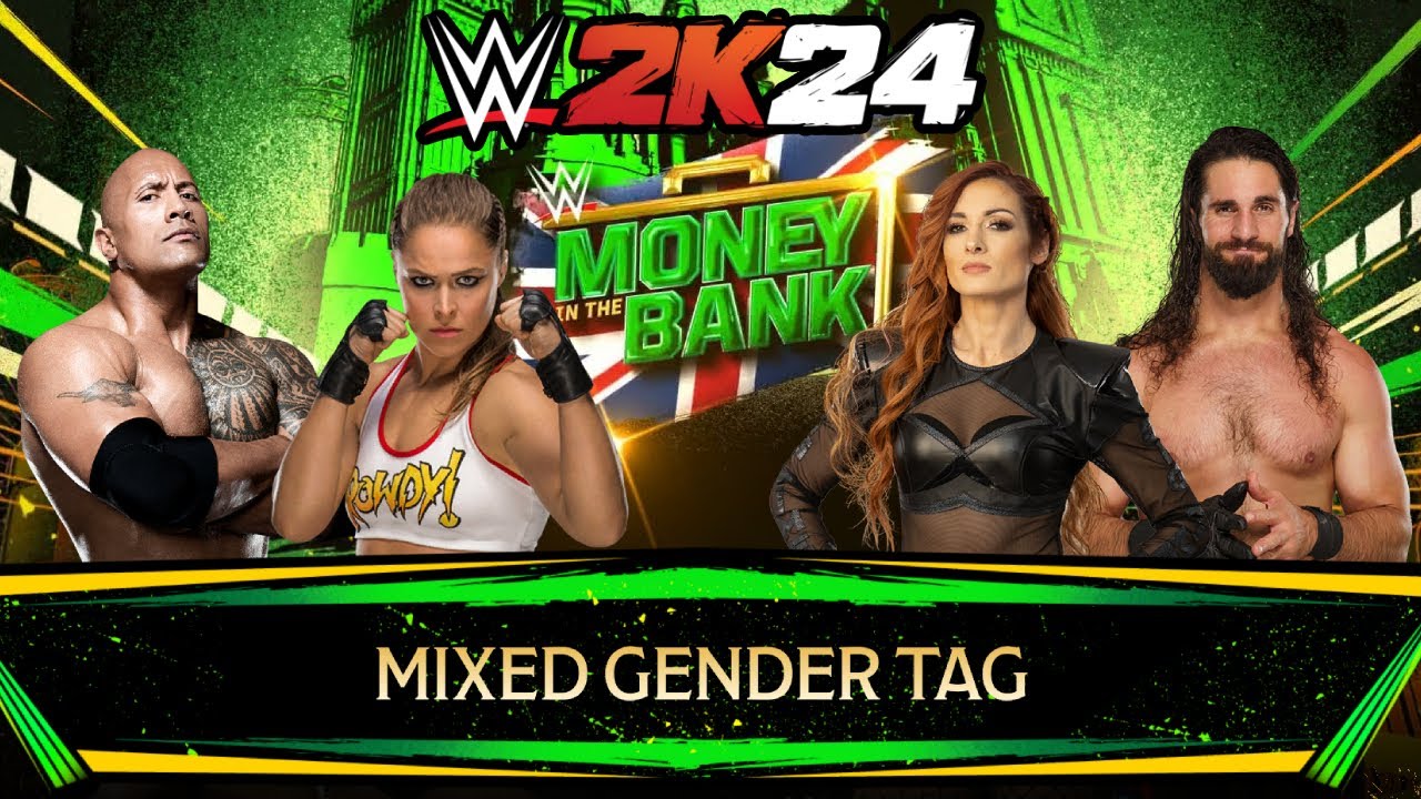 WWE 2K24 - The Rock Ronda Rousey VS. Seth Rollins Backy Lynch - YouTube