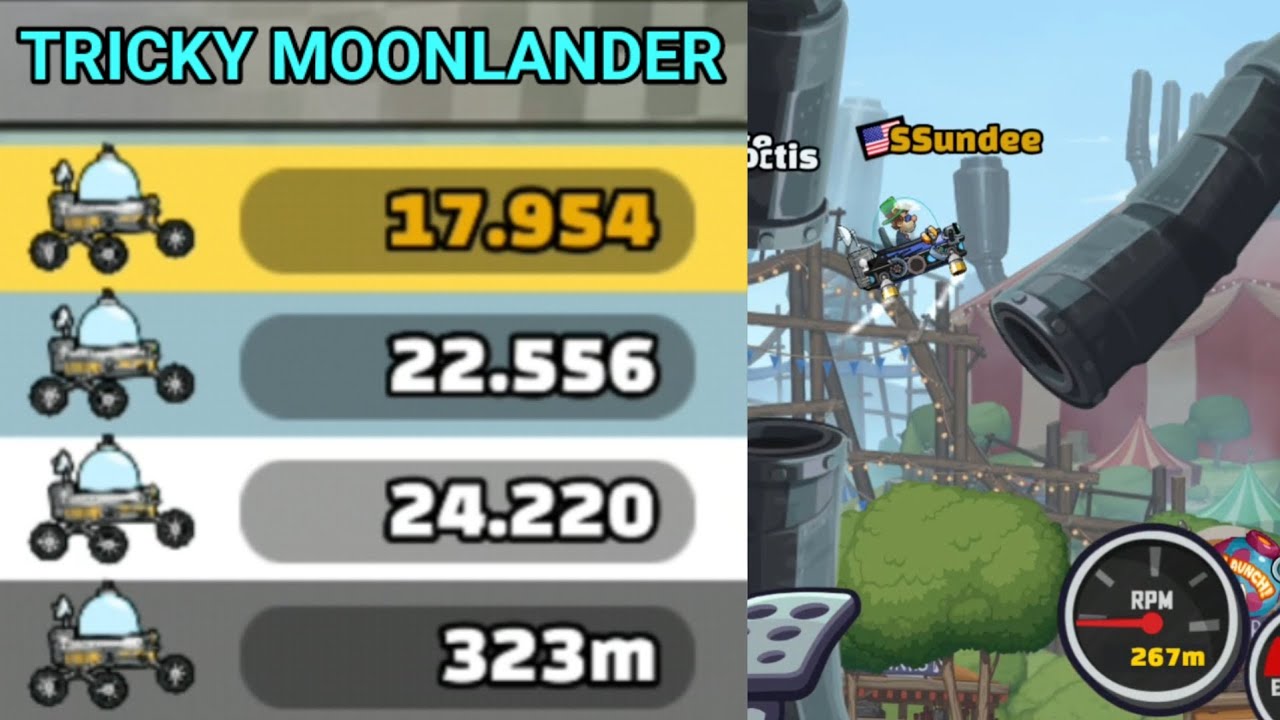 TRICKY MOONLANDER MAP IN COMMUNITY SHOWCASE - Hill Climb Racing 2 - YouTube
