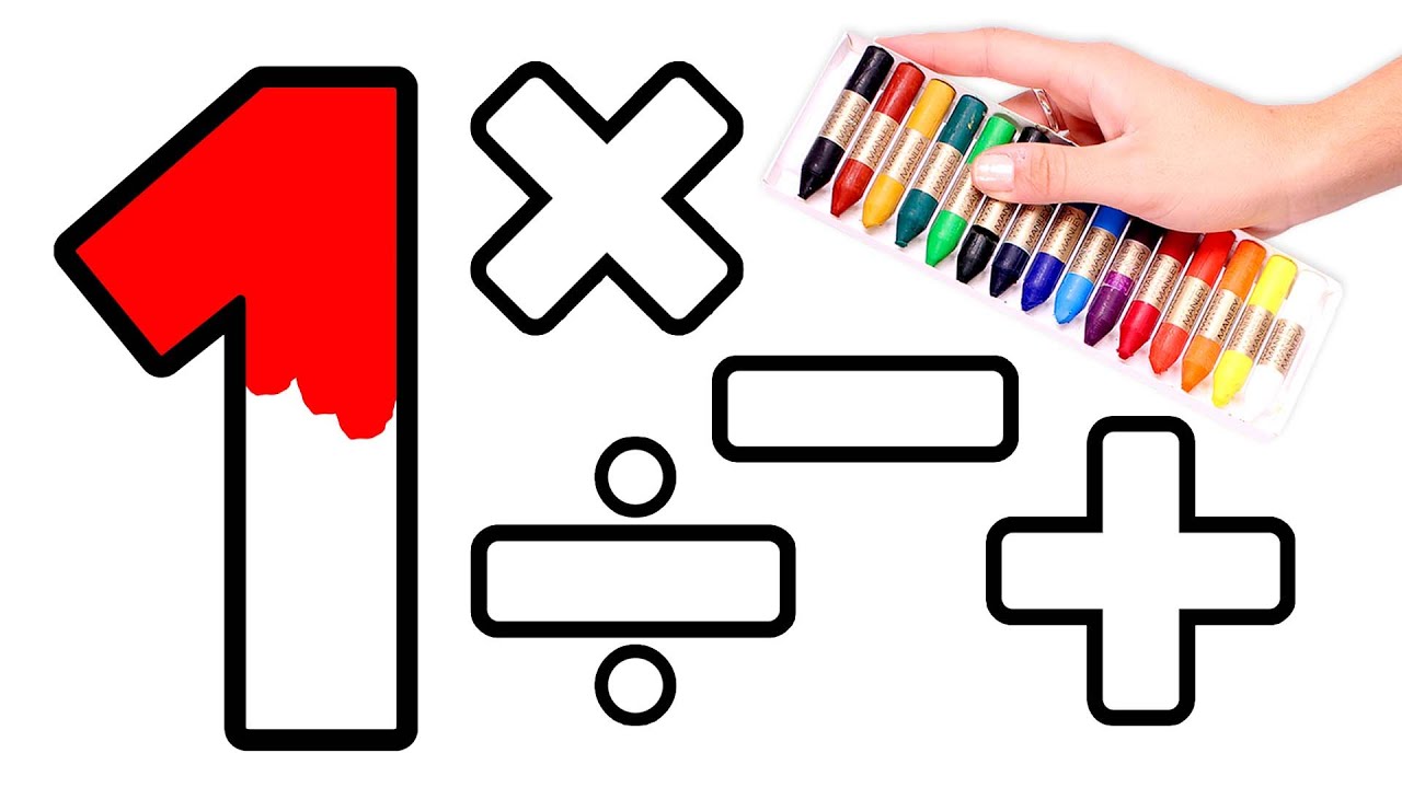 Colorea el NÚMERO 1 1️⃣🌈 Y los Símbolos Matemáticos 🌈 ️ - YouTube