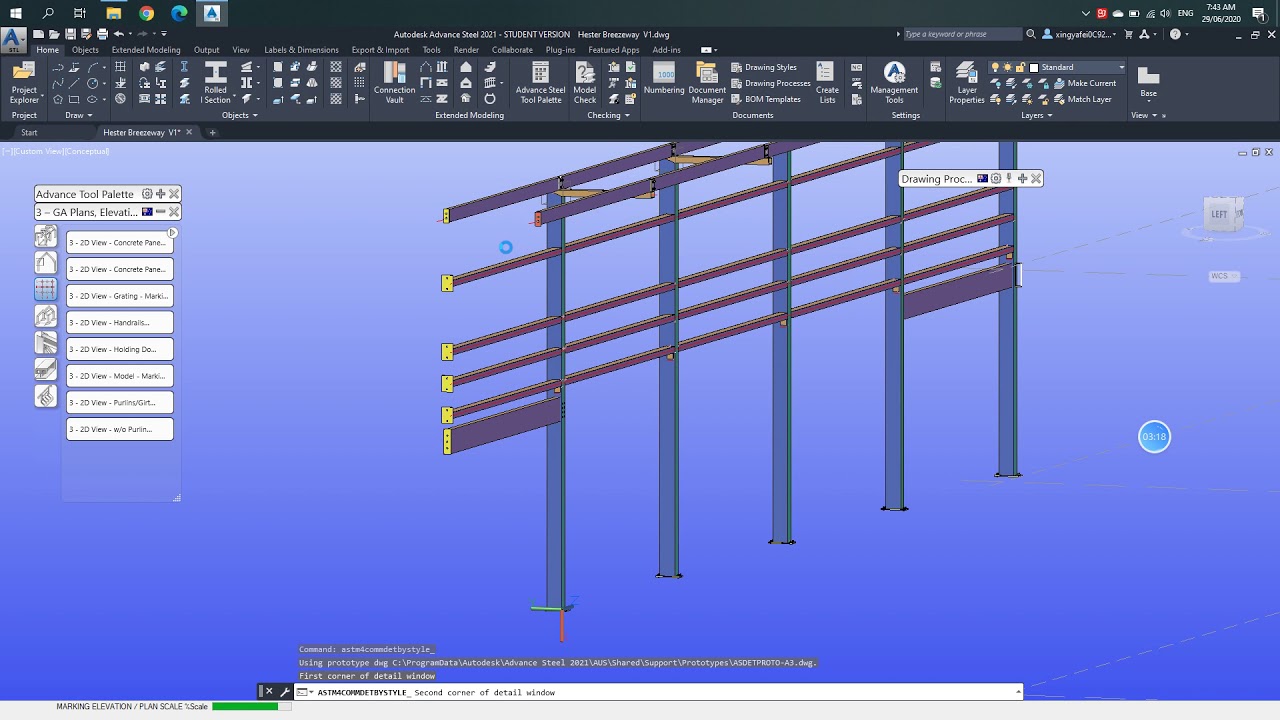 Advanced steel - output shop drawing-2 - YouTube