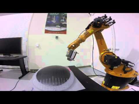 Robotic laser scanning of an AFP ply layup surface - YouTube