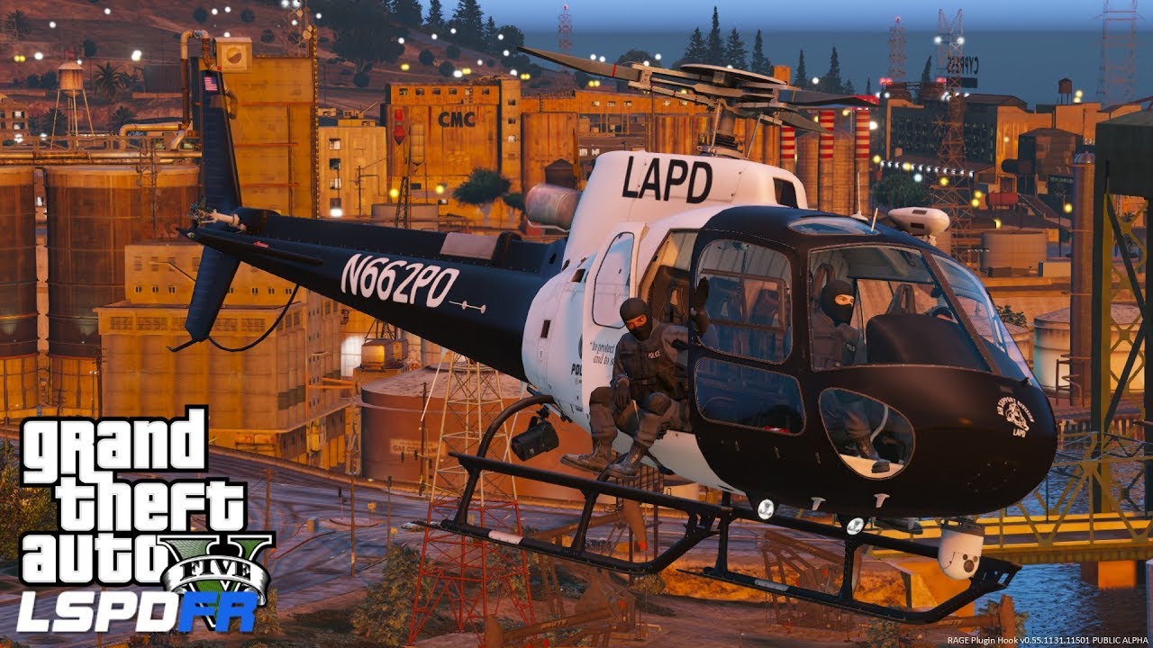GTA 5 LSPDFR Police Mod 487 | Night Time Air Support | Spot Light ...