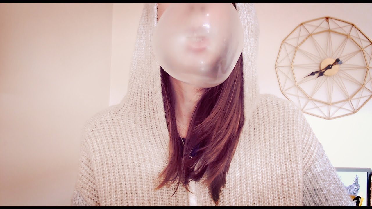 Asmr Chewing Bubble Gum Blowing Bubbles No Talking Tapping