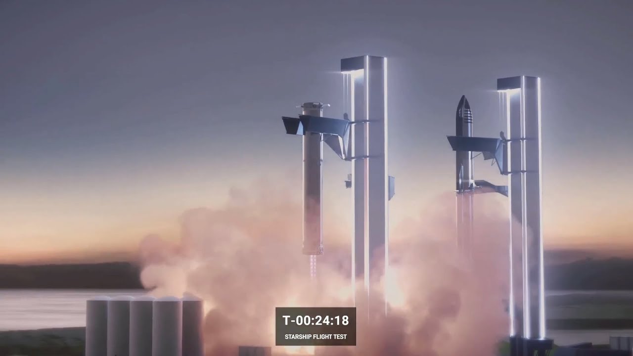 Starship start animation April 17 from Starbase in Texas - YouTube
