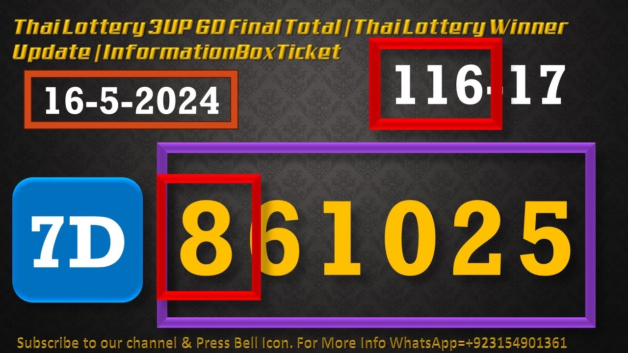 Thai Lottery 3UP 6D Final Total | Thai Lottery Winner Update ...