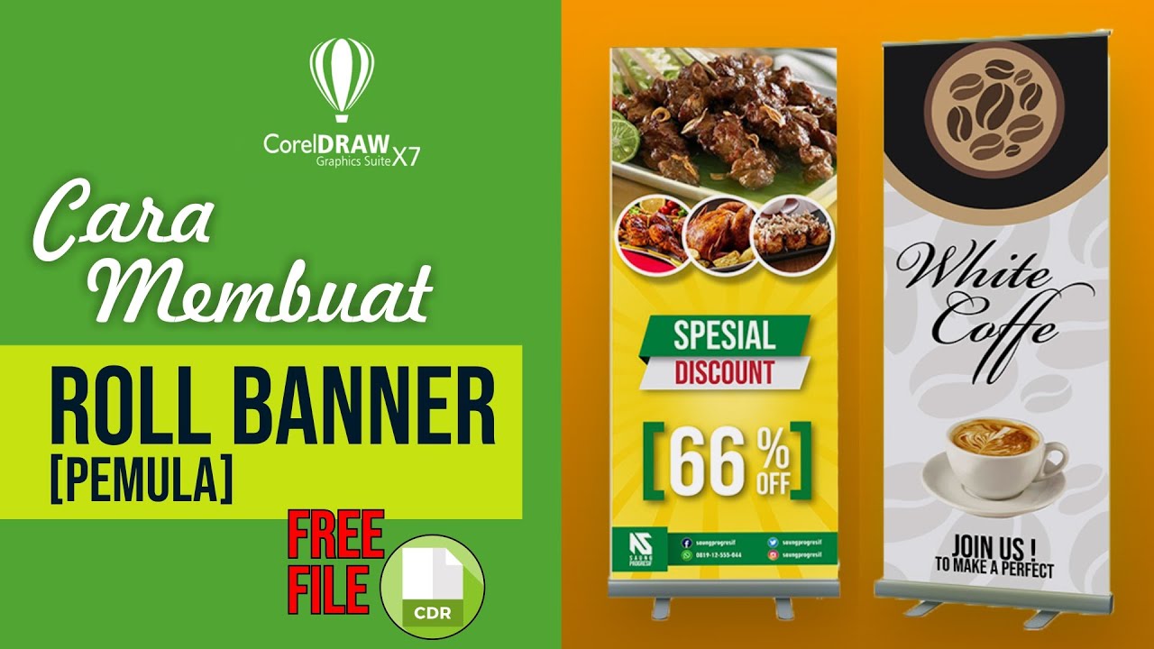 Cara Membuat Desain Roll Banner atau X Banner di CorelDraw || DOWNLOAD ...