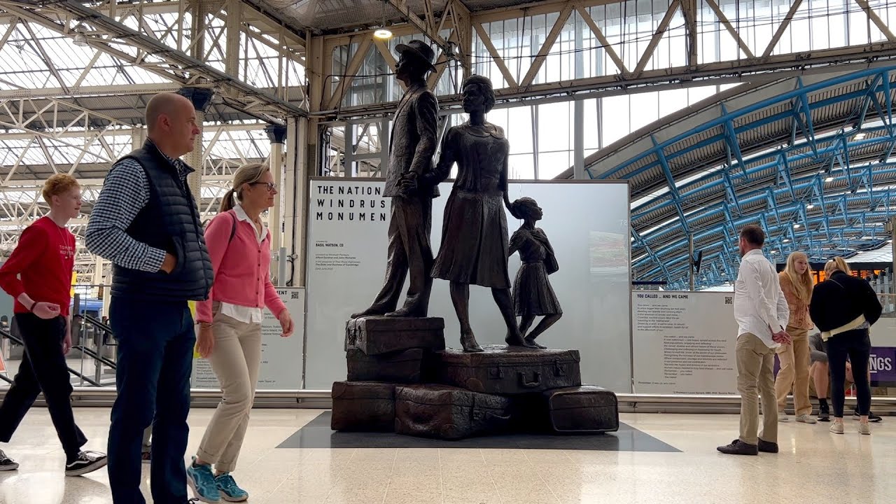 National Windrush monument at London Waterloo Station - YouTube