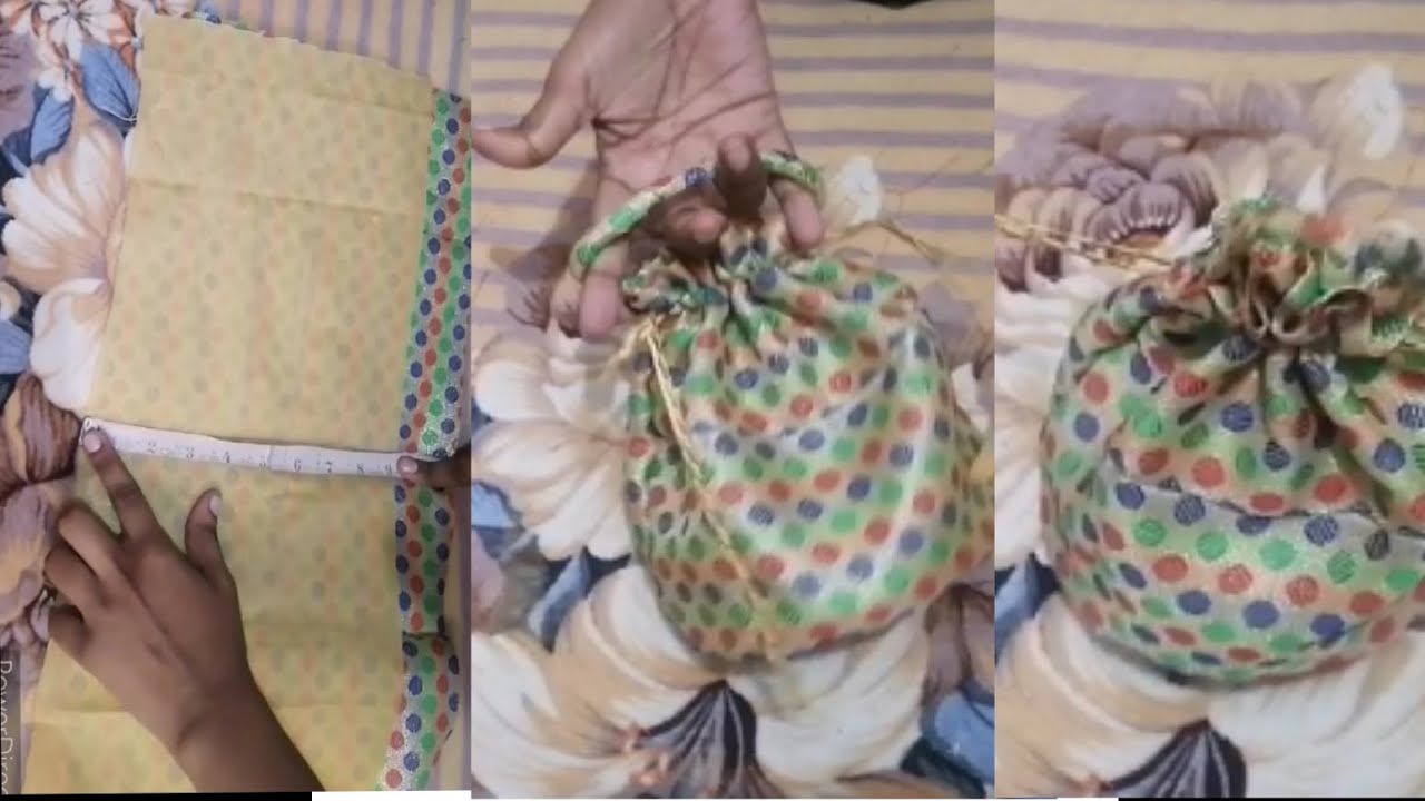 🙈💥potli bag making by a small piece of fabric || best out of waste ...